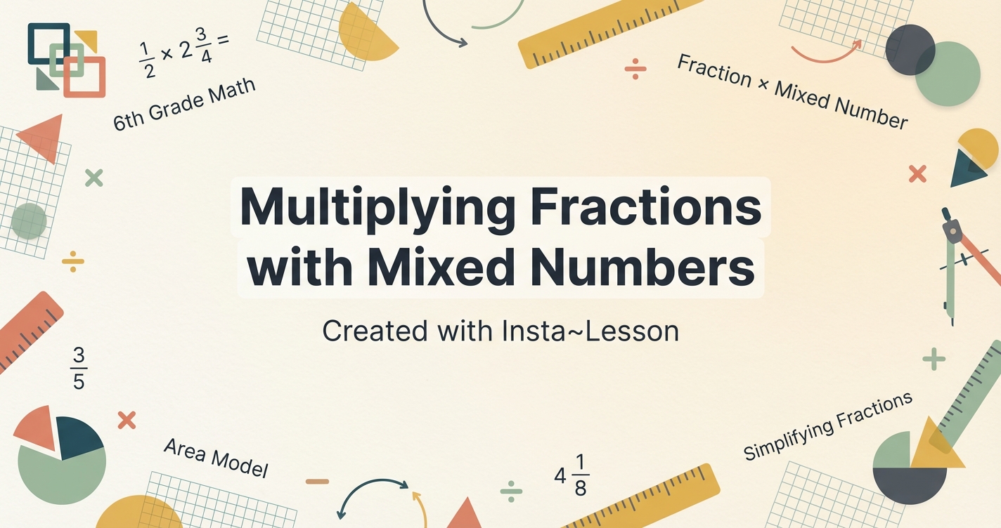 Multiplying Fractions With Mixed Numbers Lesson Plan for Grade 6th ...