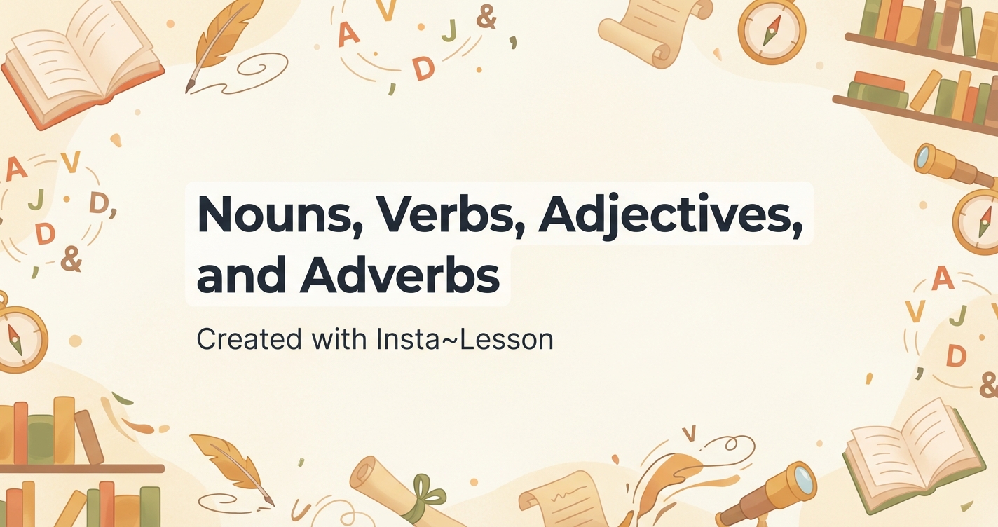 Nouns, Verbs, Adjectives, And Adverbs Lesson Plan for Grade 5th Grade ...