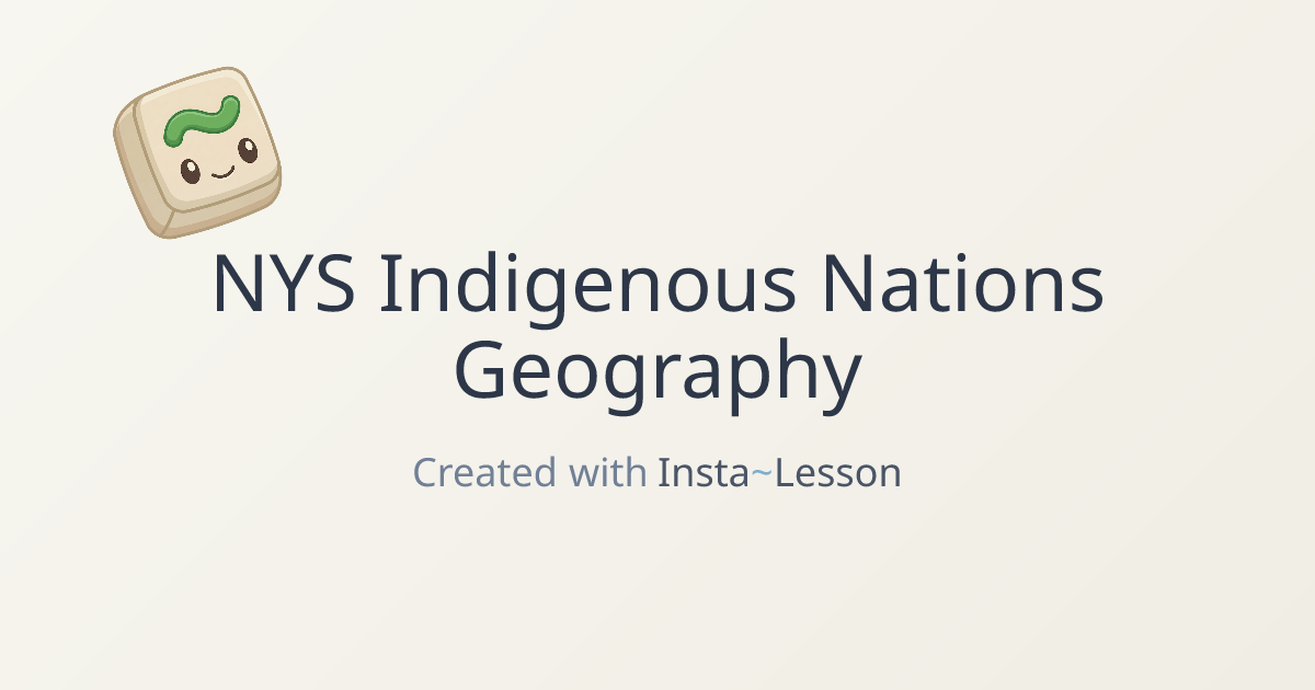 Nys Indigenous Nations Geography Lesson Plan for Grade 9th Grade | Free ...