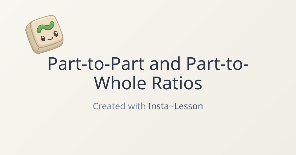 Part-to-part And Part-to-whole Ratios Lesson Plan for Grade 7 | Free ...