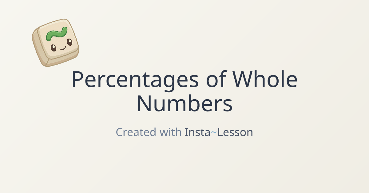 Percentages Of Whole Numbers Lesson Plan for Grade Unknown Grade | Free ...