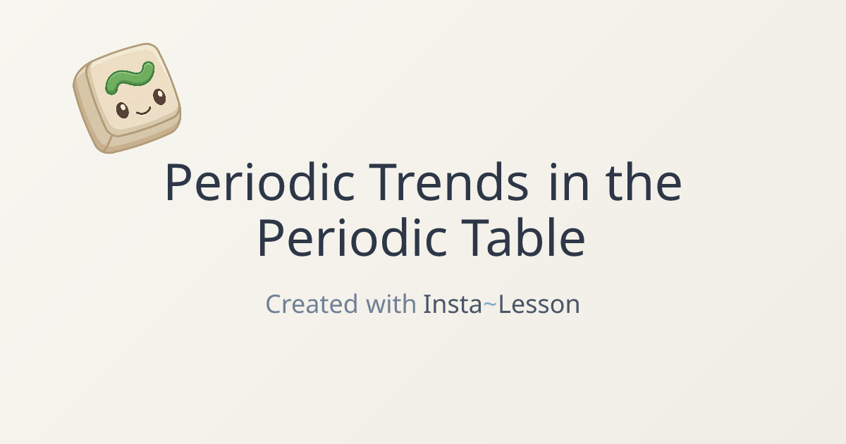 Periodic Trends In The Periodic Table Lesson Plan for Grade 8 | Free ...