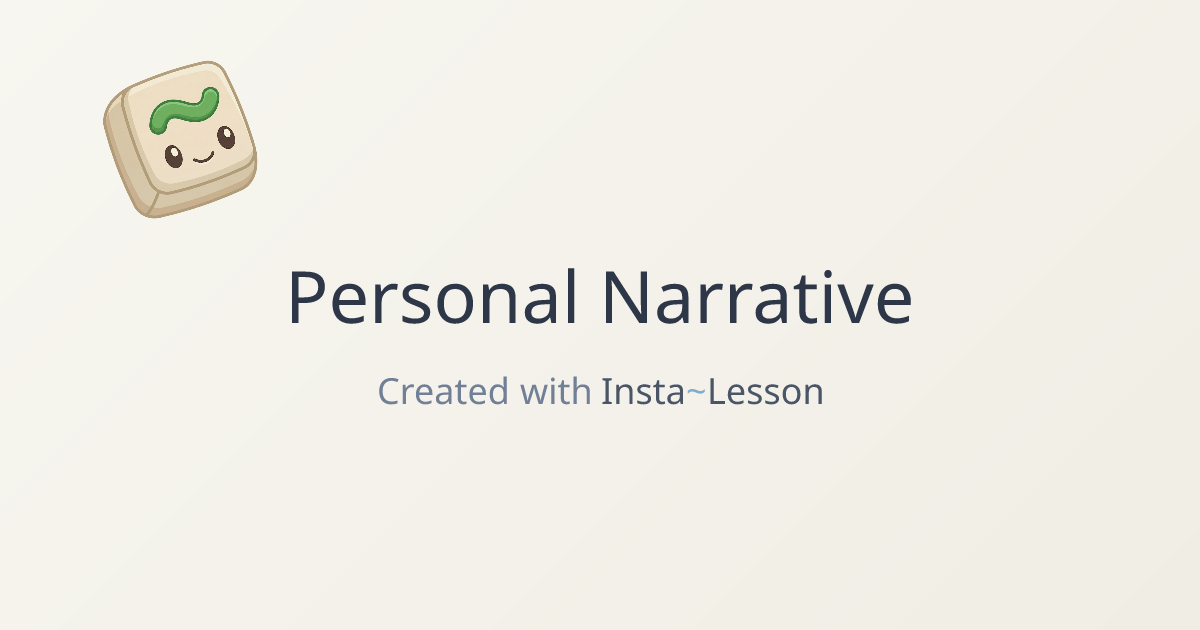 Personal Narrative Lesson Plan for Grade 10 | Free ELA Lesson