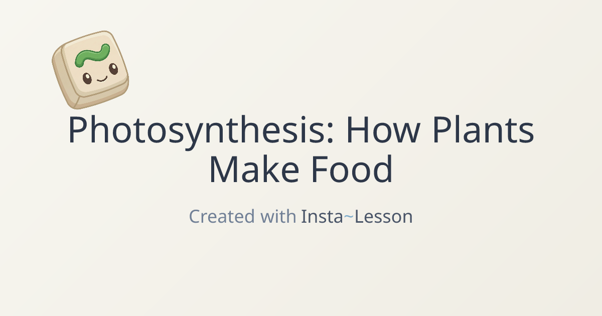Photosynthesis: How Plants Make Food Lesson Plan for Grade 6th Grade ...