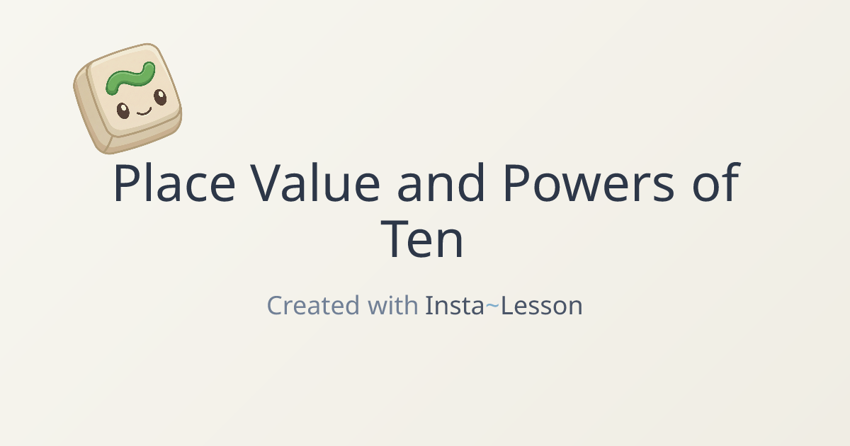 Place Value And Powers Of Ten Lesson Plan for Grade 4 | Free Math Lesson