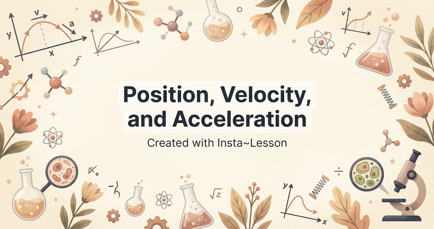 Position, Velocity, And Acceleration Lesson Plan for Grade 11th Grade ...