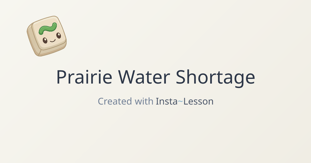 Prairie Water Shortage Lesson Plan for Grade 3 | Free Social Studies Lesson