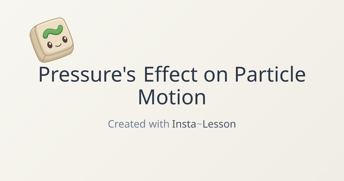 Pressure's Effect On Particle Motion Lesson Plan for Grade 12th Grade ...