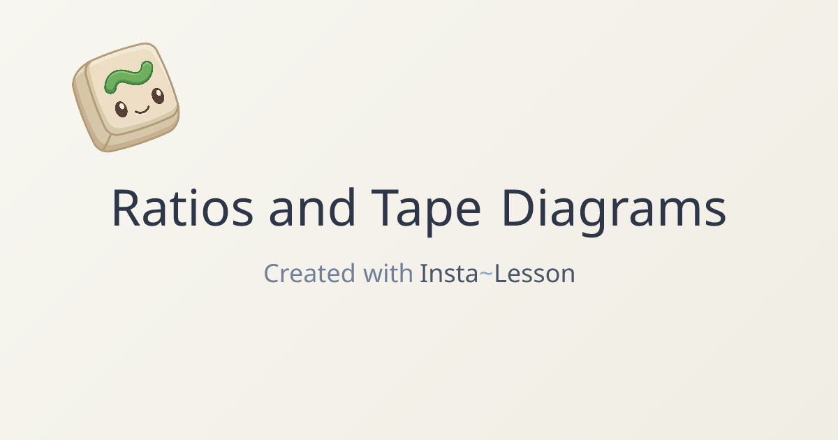 Ratios And Tape Diagrams Lesson Plan for Grade 5 | Free Math Lesson