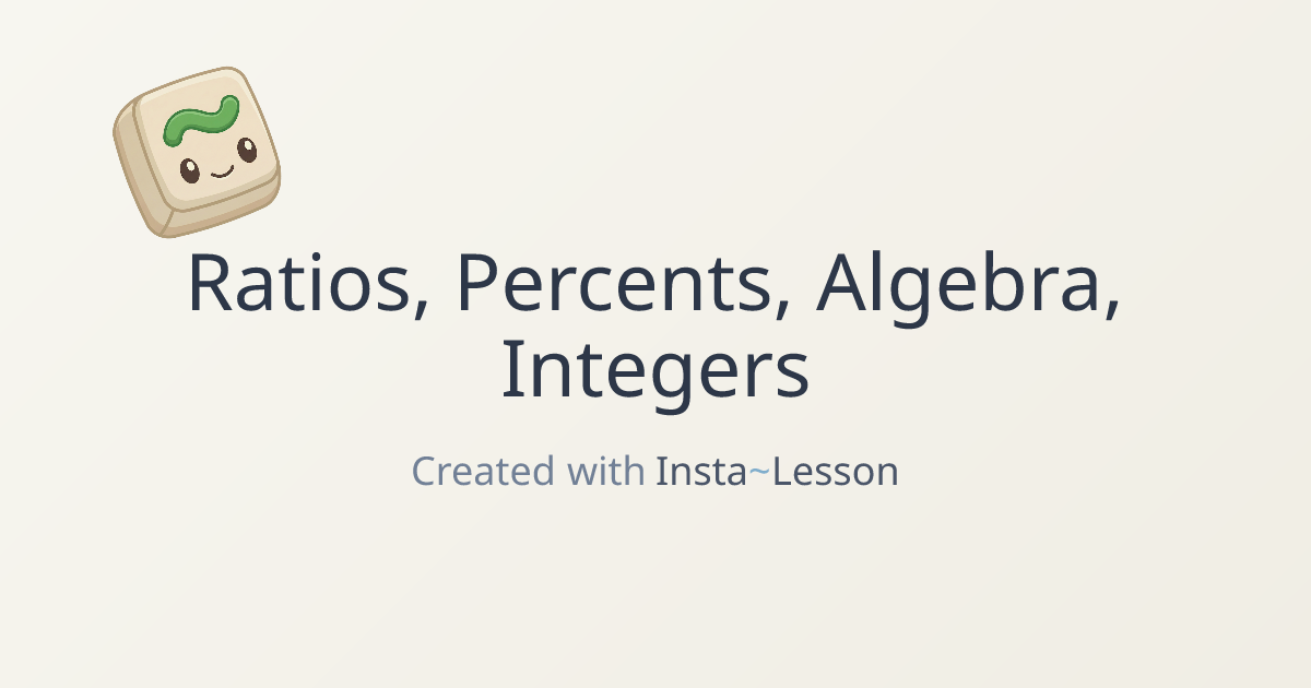 Ratios, Percents, Algebra, Integers Lesson Plan for Grade 6 | Free Math ...