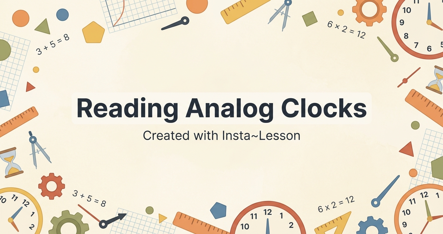 Reading Analog Clocks Lesson Plan for Grade 3rd Grade | Free Math Lesson
