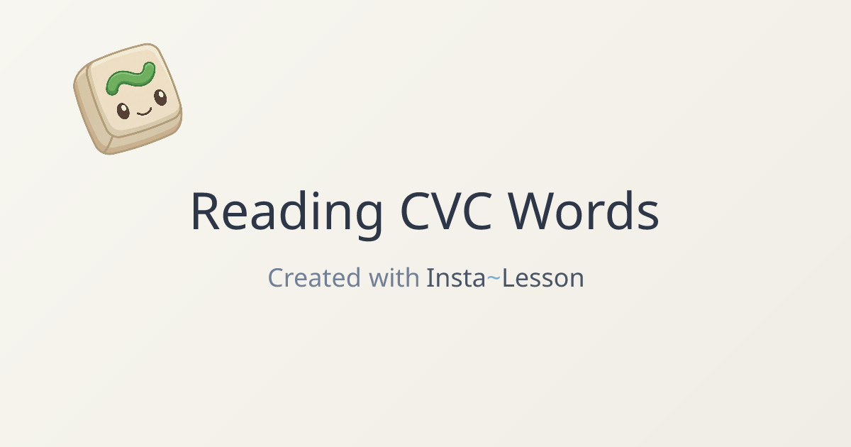 Reading Cvc Words Lesson Plan for Pre-K | Free ELA Lesson