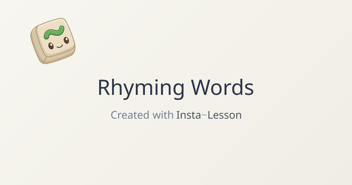 Rhyming Words Lesson Plan for Grade 1 | Free ELA Lesson