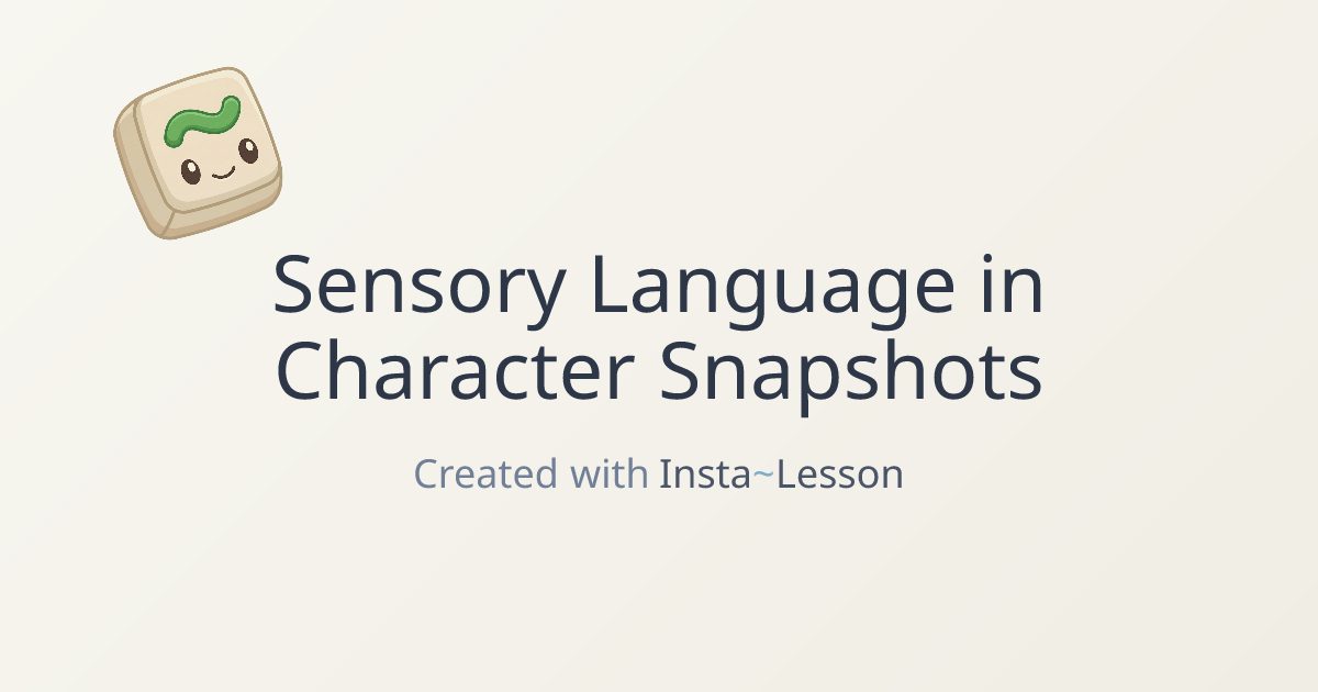 Sensory Language In Character Snapshots Lesson Plan for Grade 5 | Free ...