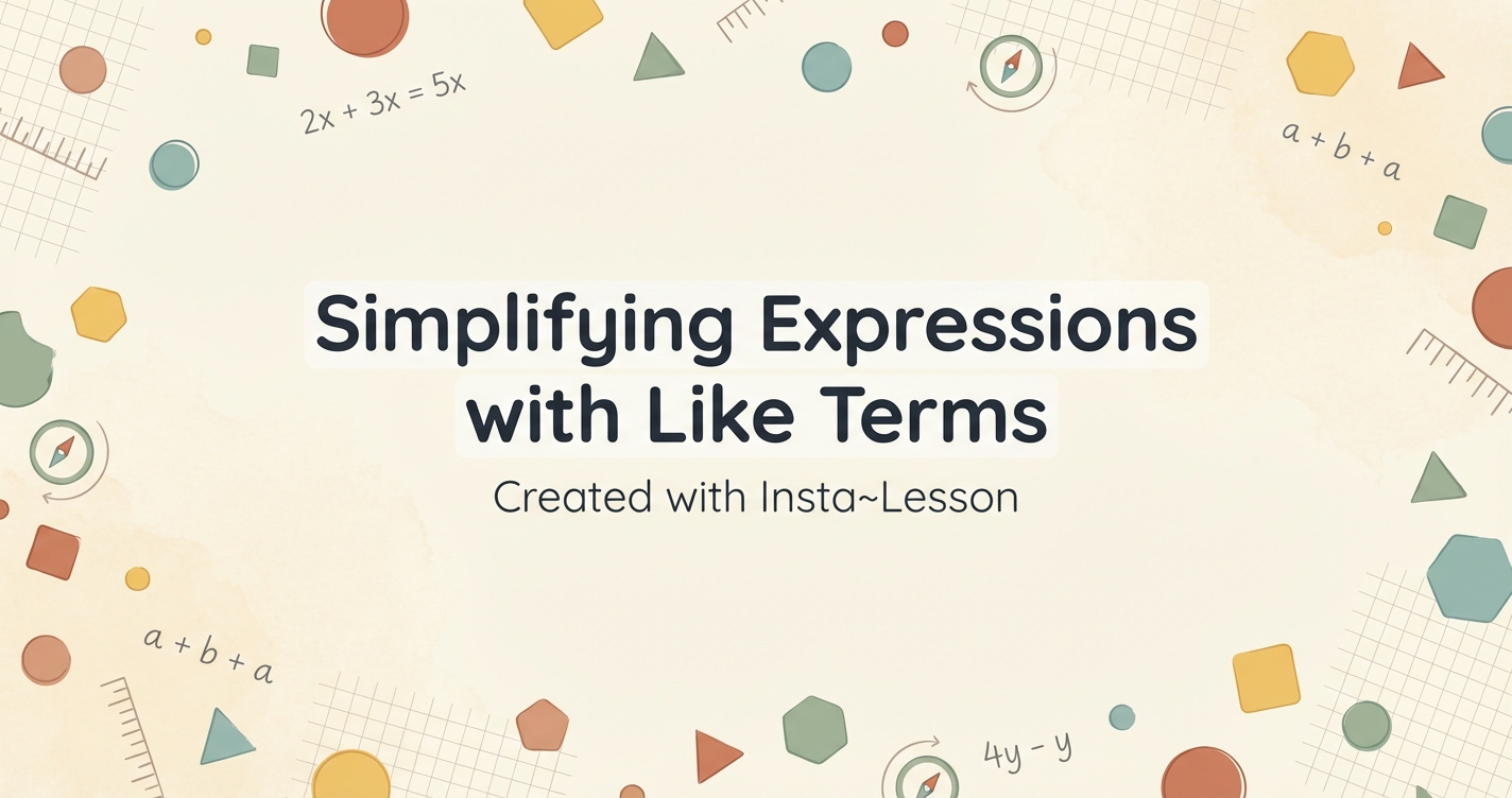 Simplifying Expressions With Like Terms Lesson Plan for Grade 7 | Free ...