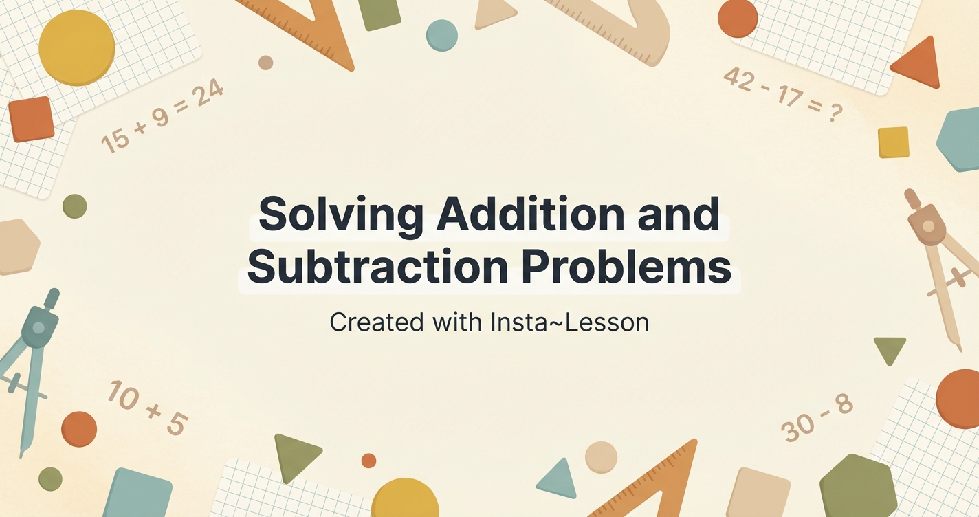 Solving Addition And Subtraction Problems Lesson Plan for Grade 3rd ...