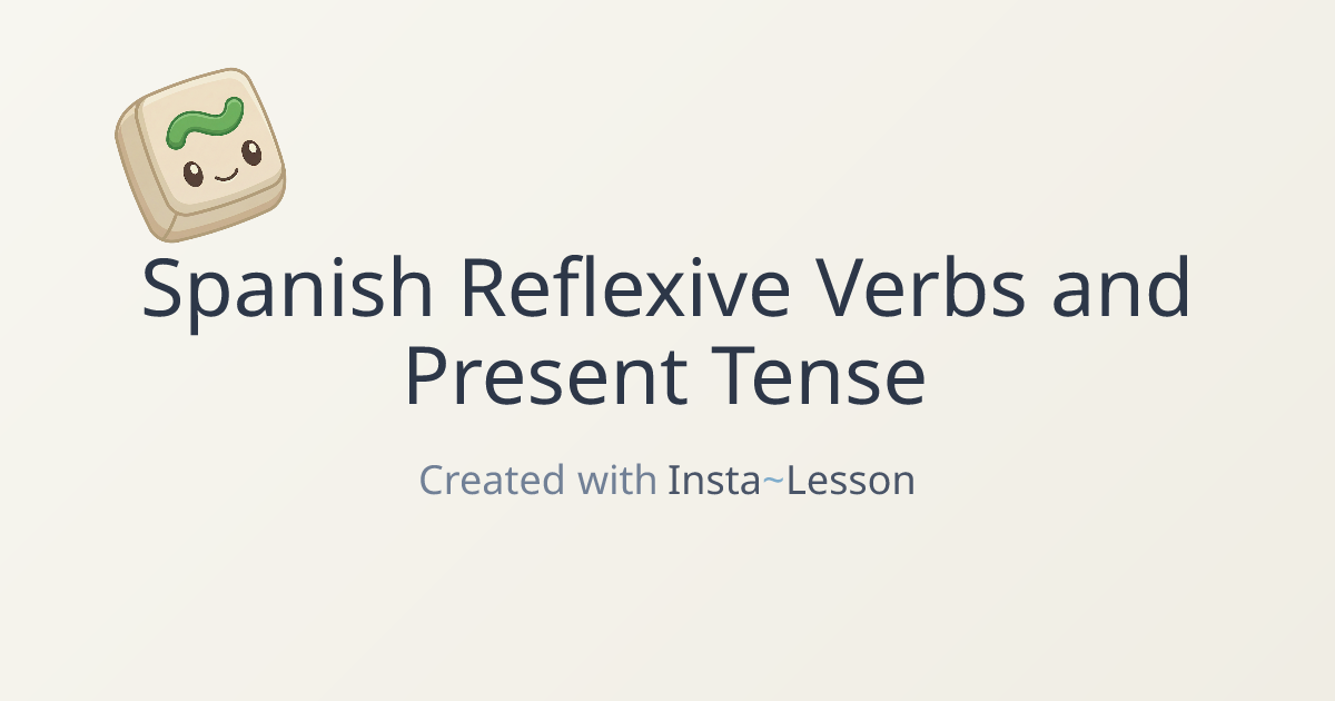 Spanish Reflexive Verbs And Present Tense Lesson Plan for Grade 8th ...