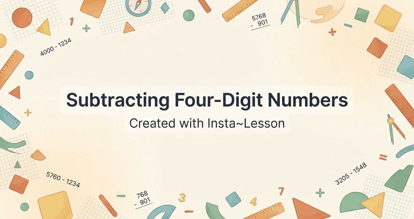 Subtracting Four-digit Numbers Lesson Plan for Grade 4th Grade | Free ...