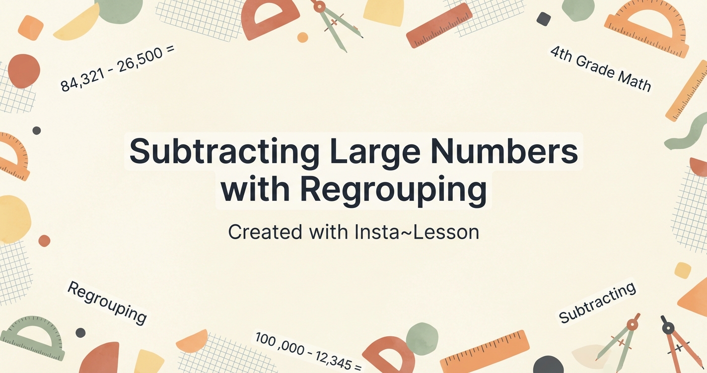Subtracting Large Numbers With Regrouping Lesson Plan for Grade 4th ...