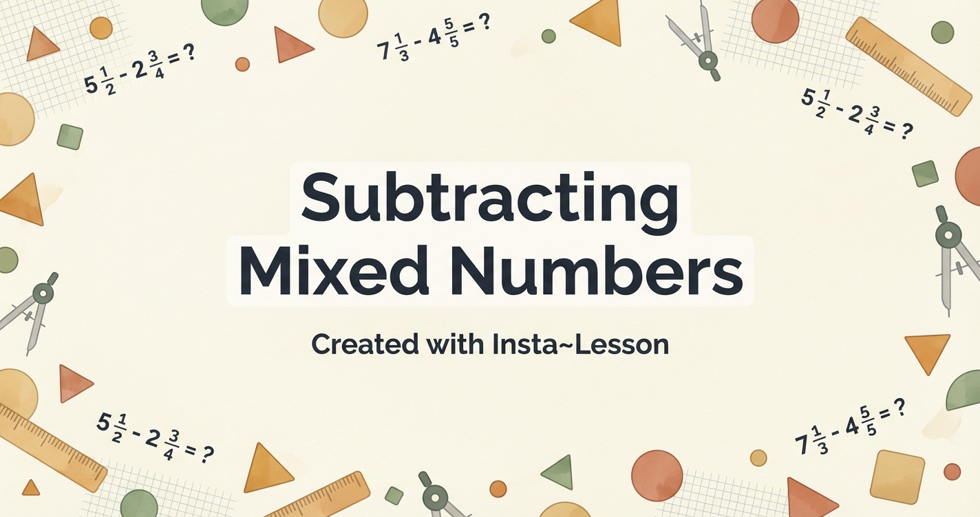 Subtracting Mixed Numbers Lesson Plan for Grade 6th Grade | Free Math ...