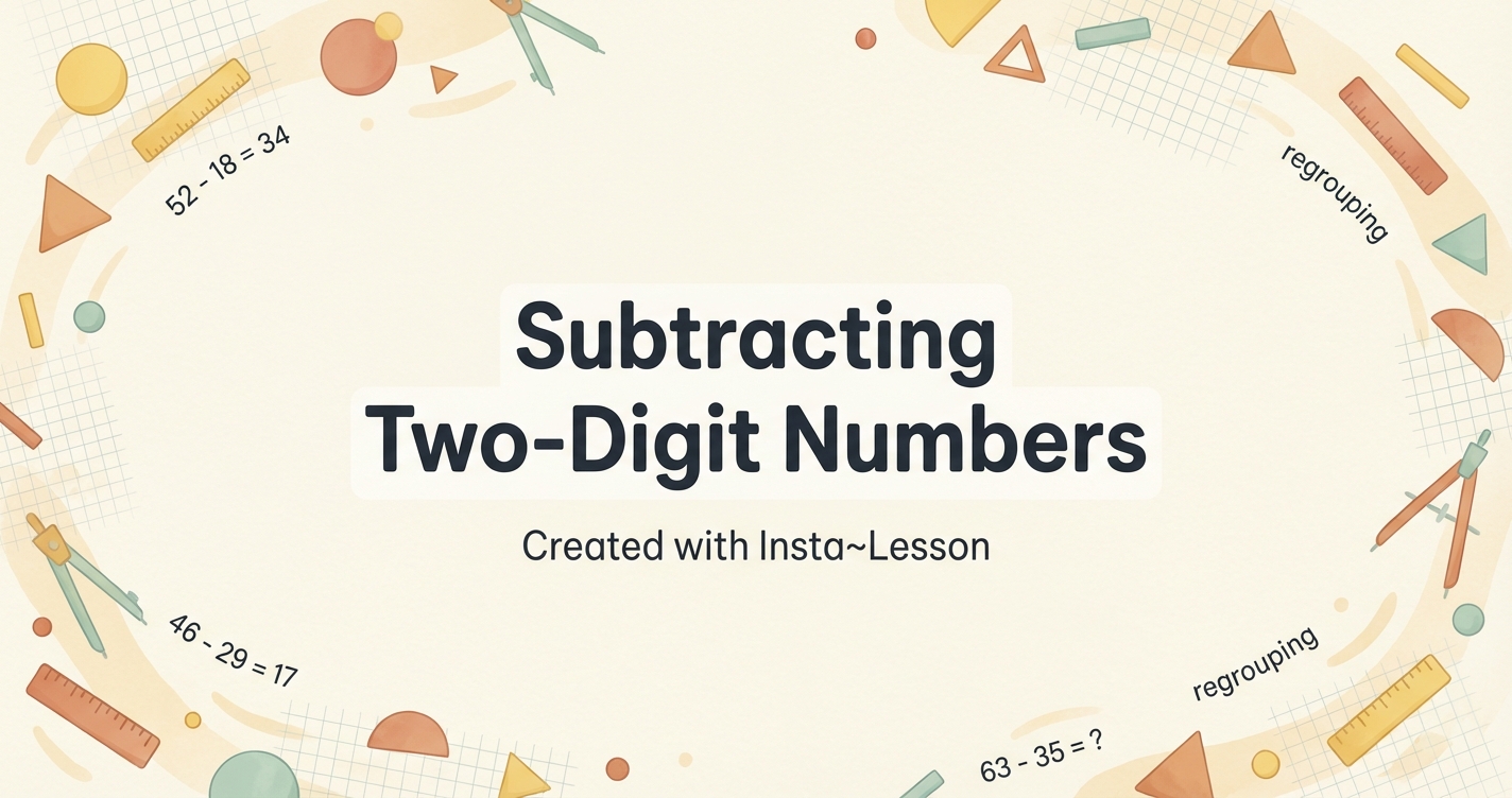 Subtracting Two-digit Numbers Lesson Plan for Grade 2nd Grade | Free ...