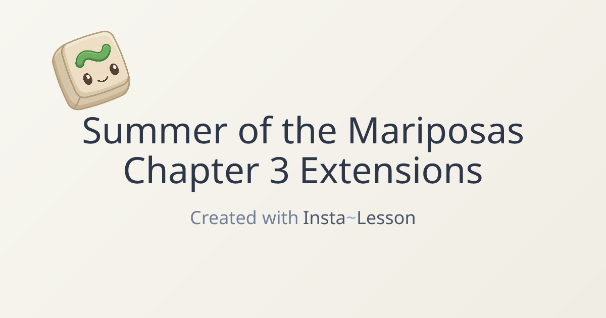 Summer Of The Mariposas Chapter 3 Extensions Lesson Plan for Grade 7 ...