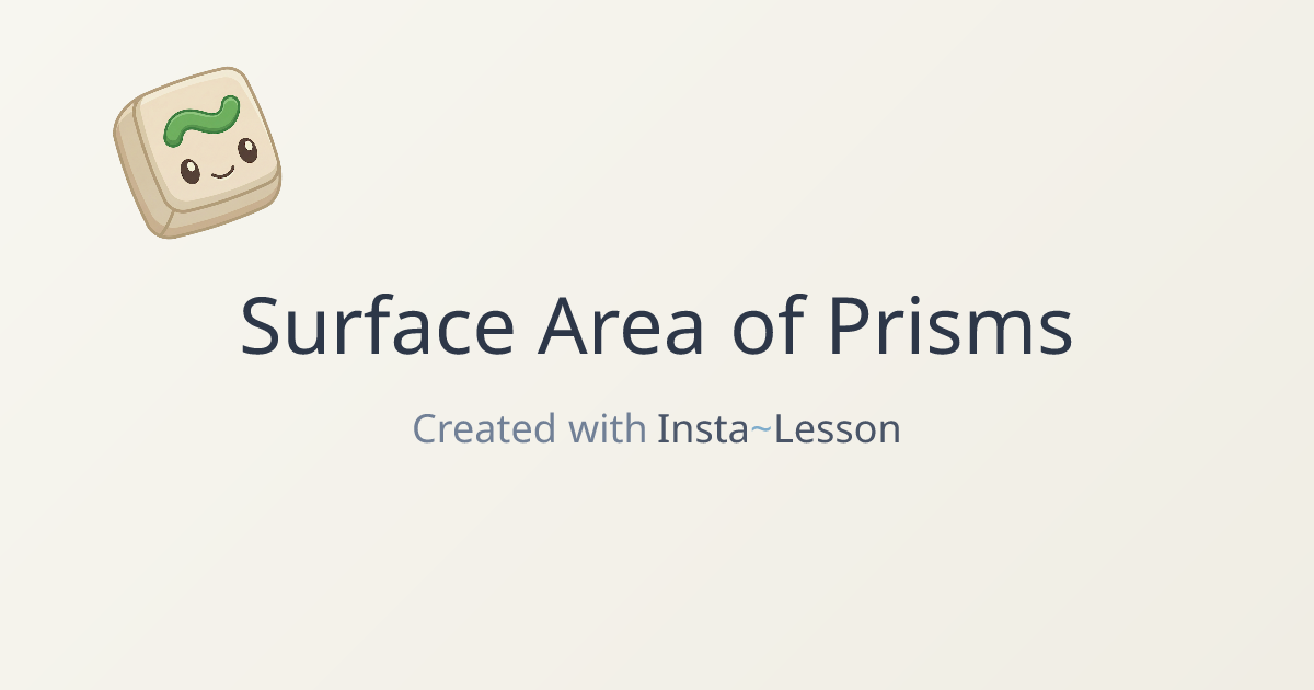 Surface Area Of Prisms Lesson Plan for Grade 6 | Free Math Lesson