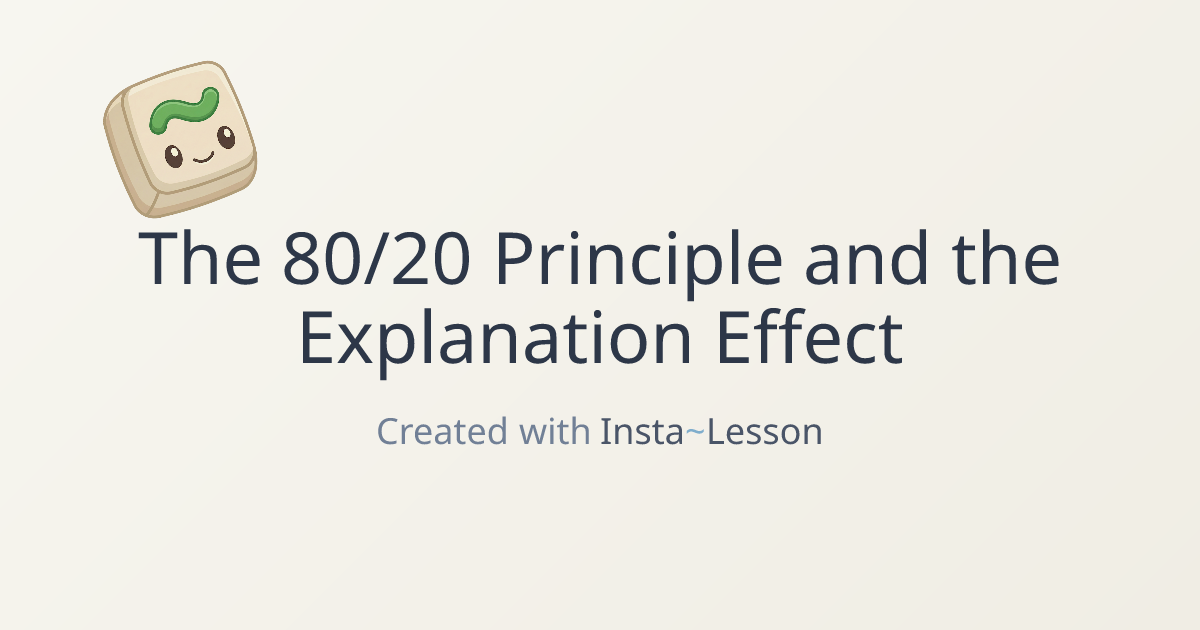 The 80/20 Principle And The Explanation Effect Lesson Plan for Grade ...