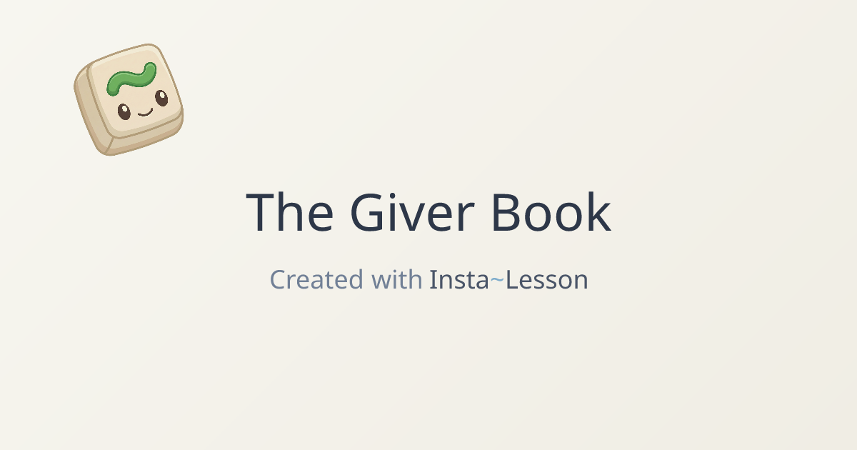The Giver Book Lesson Plan for Grade 6 | Free ELA Lesson