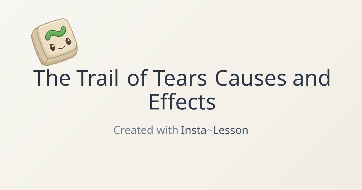 The Trail Of Tears Causes And Effects Lesson Plan for Grade 9th Grade ...