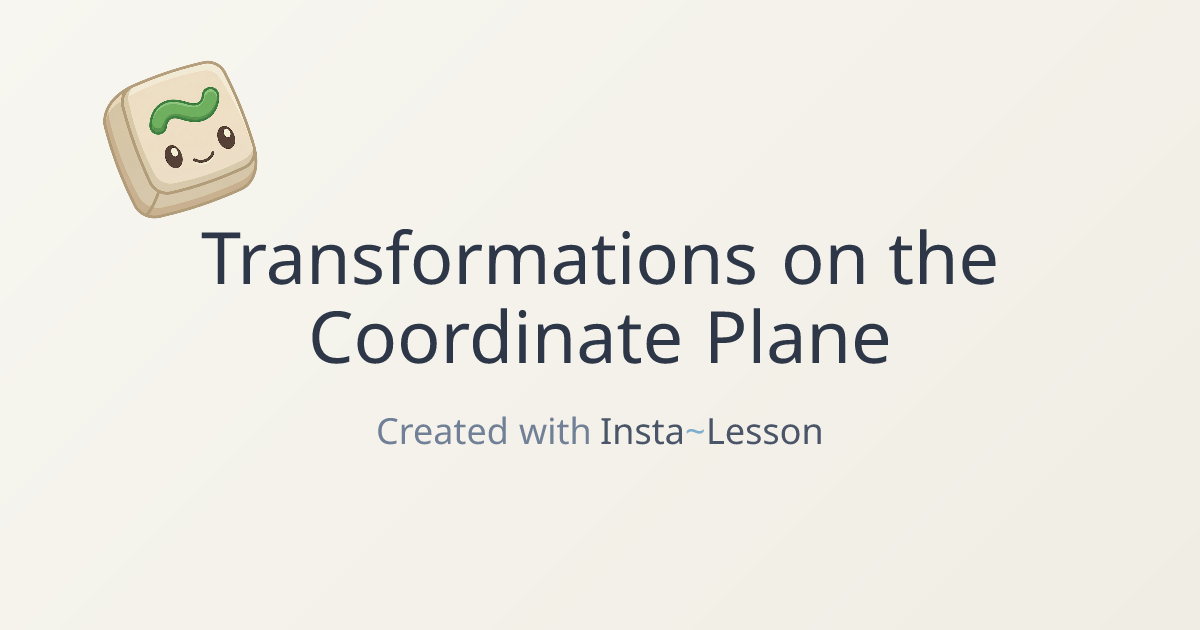 Transformations On The Coordinate Plane Lesson Plan for Grade 7 | Free ...