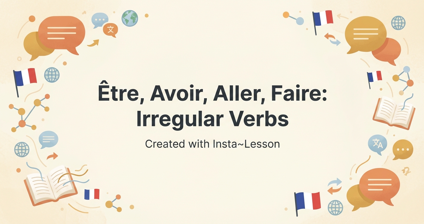 ÊTre, Avoir, Aller, Faire: Irregular Verbs Lesson Plan for Grade 9th ...