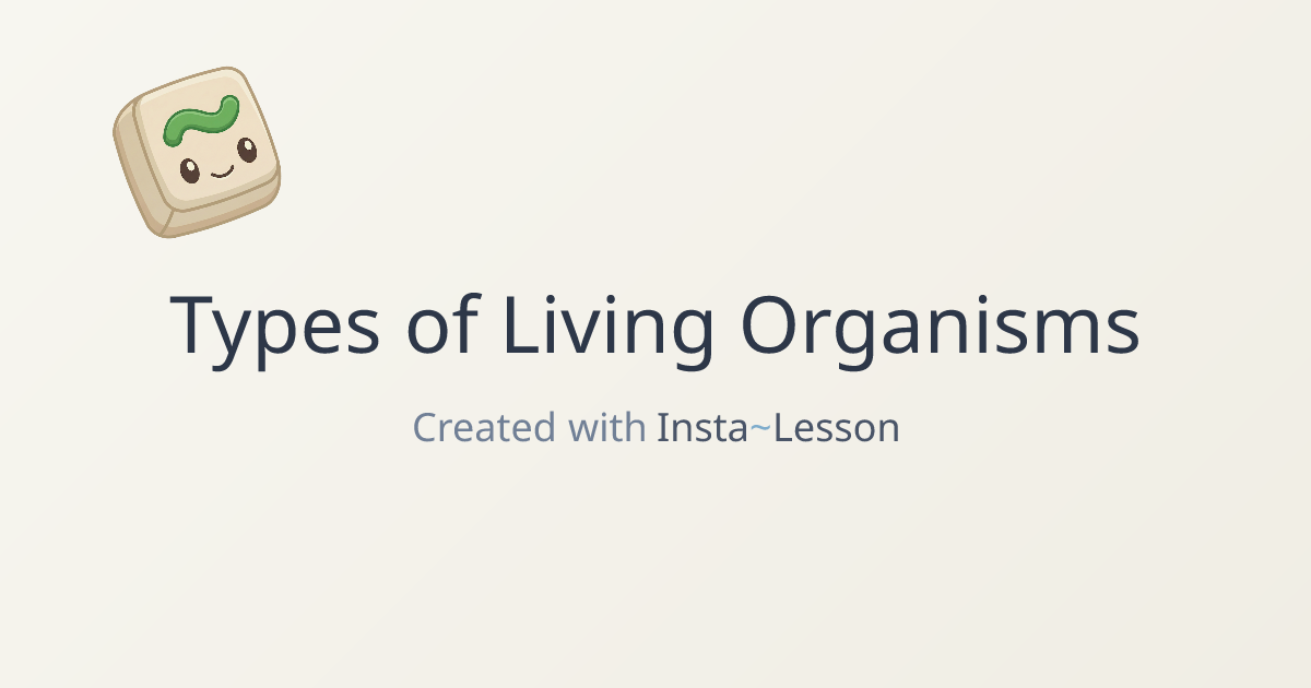 Types Of Living Organisms Lesson Plan for Grade 7 | Free Science Lesson