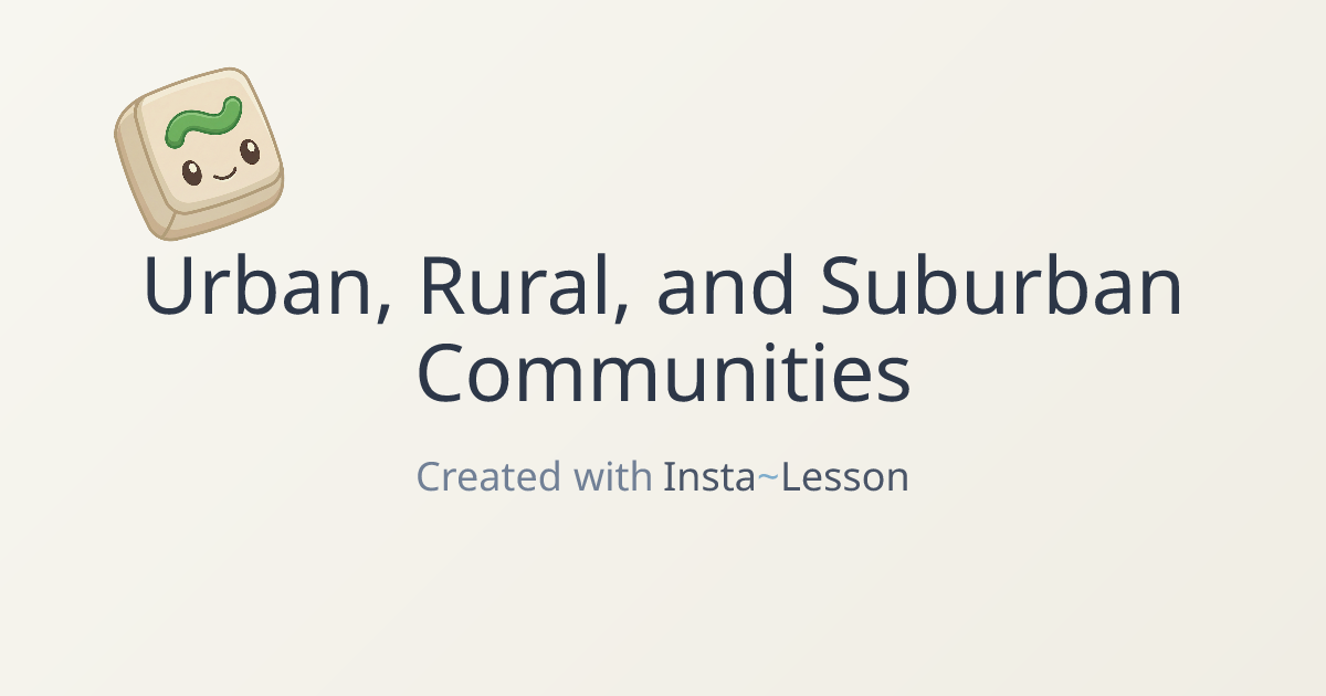 Urban, Rural, And Suburban Communities Lesson Plan for Grade 7th Grade ...