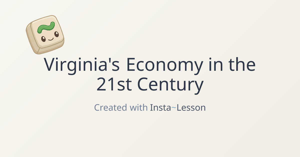 Virginia's Economy In The 21st Century Lesson Plan for Grade 4 | Free ...