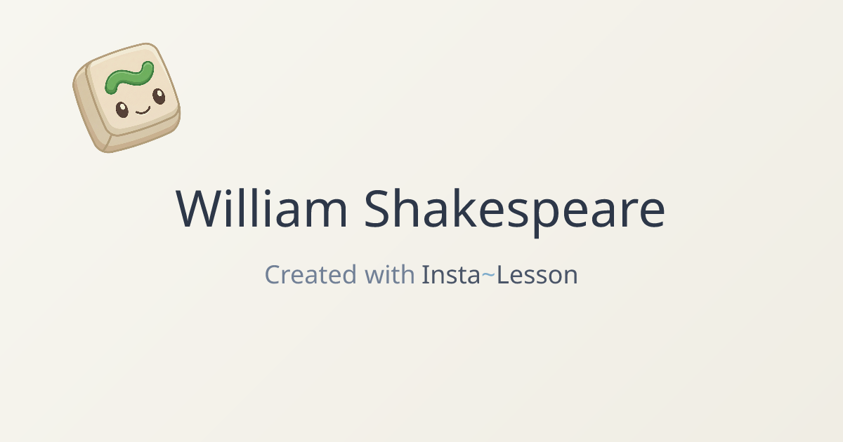William Shakespeare Lesson Plan for Kindergarten | Free ELA Lesson