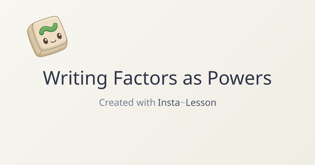 Writing Factors As Powers Lesson Plan for Grade 4 | Free Math Lesson